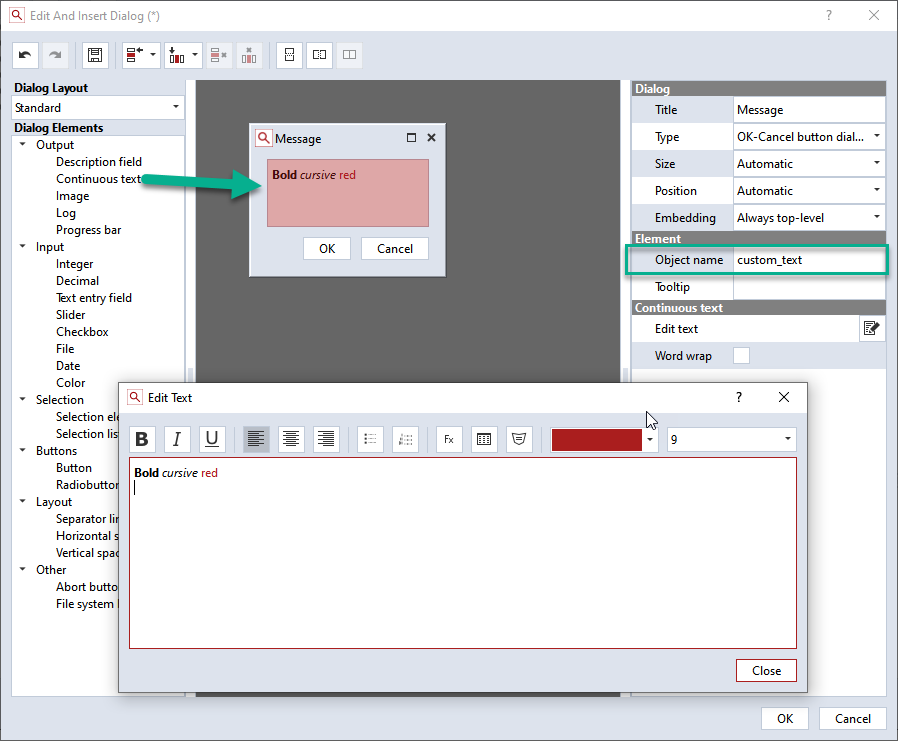Dialog Window with Dynamic Messages - Customizations & App Development - ZEISS Qualityforum