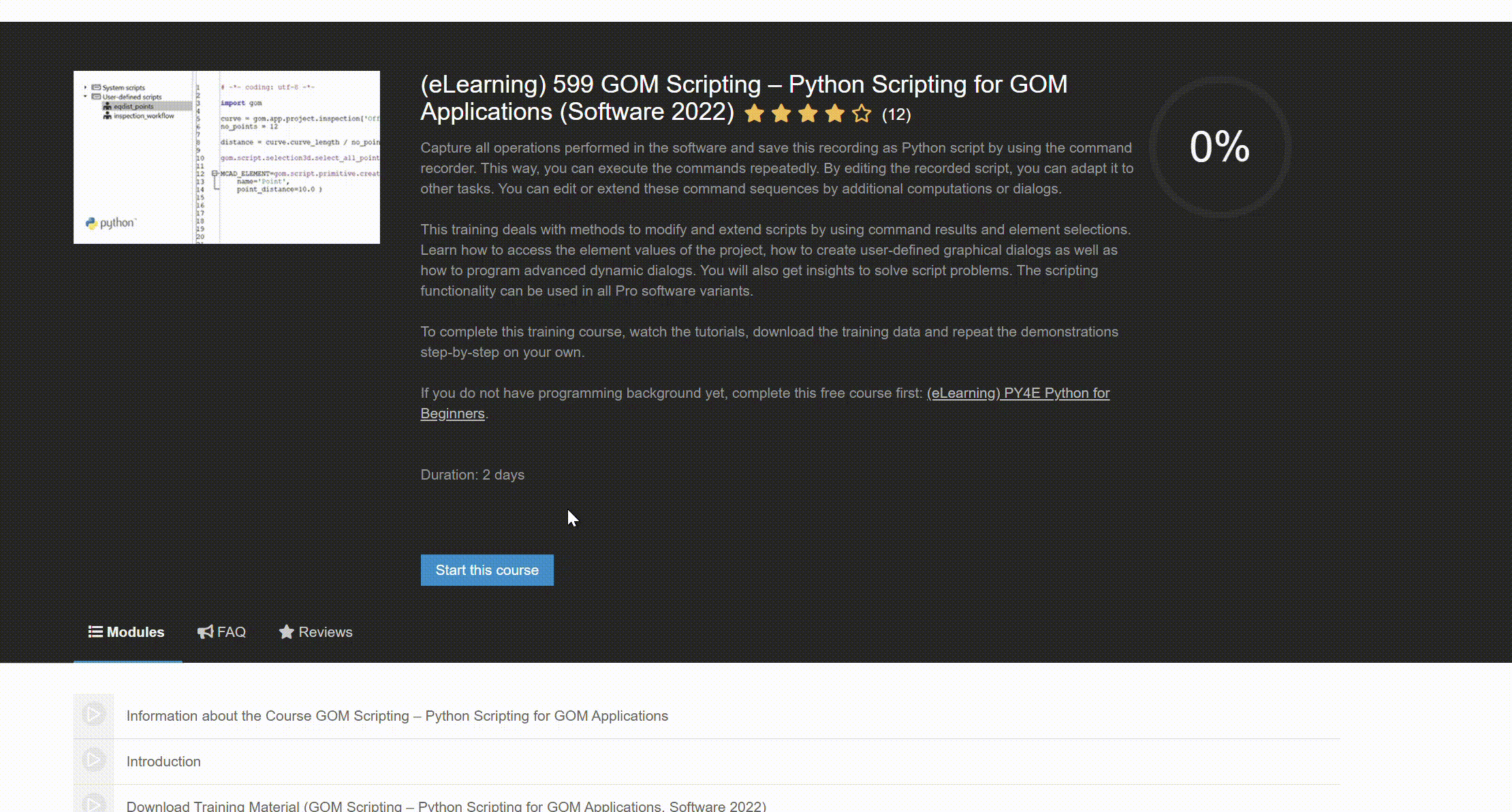 Cannot access eLearning 599 GOM Scripting - Customizations & App Development - ZEISS Qualityforum
