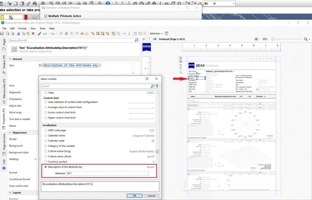 PiWeb Designer / Edit Header Line - General - ZEISS Qualityforum